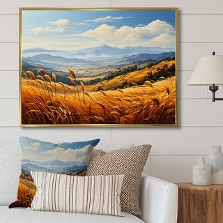 Designart "Thailand Golden Rice Fields II" Landscapes Framed Canvas ...