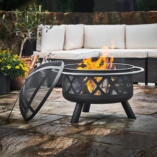Teamson Home - Outdoor 30 Inch Round Steel Wood Burning Fire Pit - Bed ...