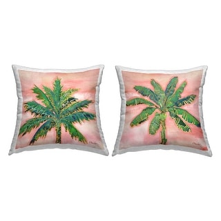 Stupell Tropical Pink Palm Trees Printed Outdoor Throw Pillow Design by ...