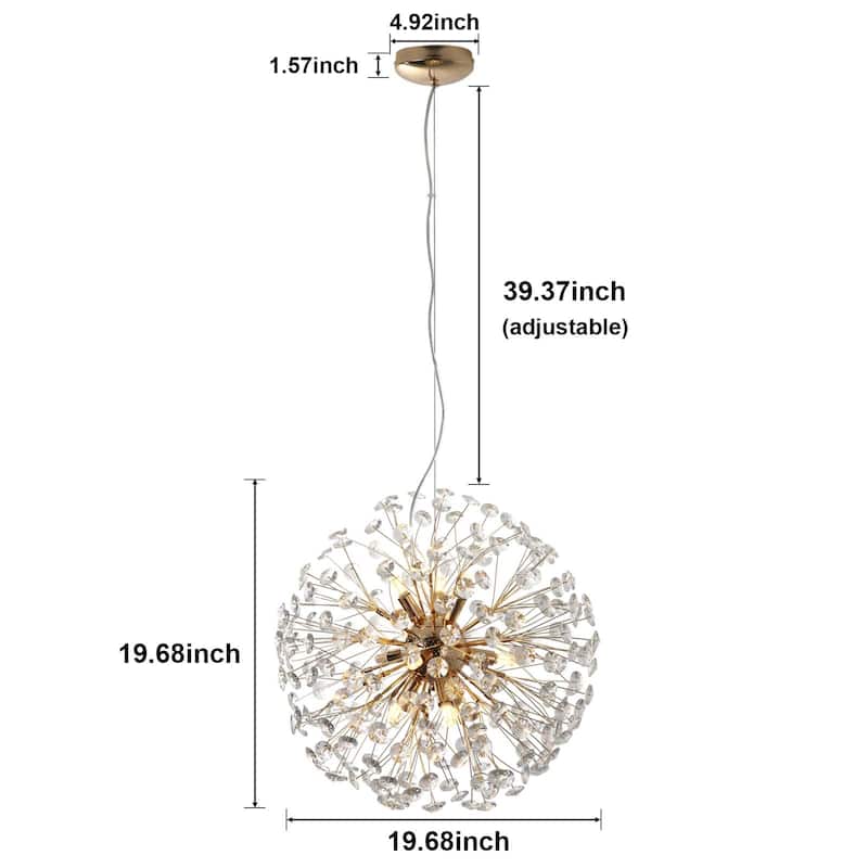 Starsky 9-Light Modern Glam Crystal Firework Sputnik Ceiling Light ...