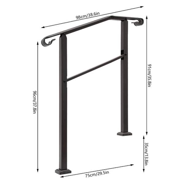 3-Step Handrail Staircase Handrail for Outdoor - Bed Bath & Beyond ...