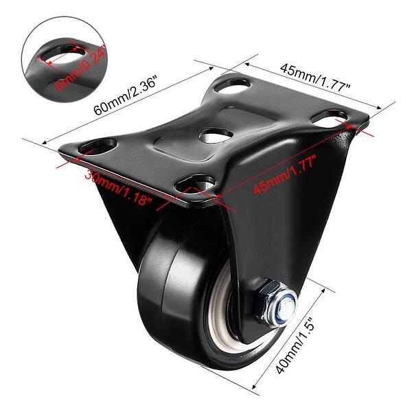 1.5" Fixed Caster Wheels PU Top Plate Mounted Caster 110lb Capacity ...