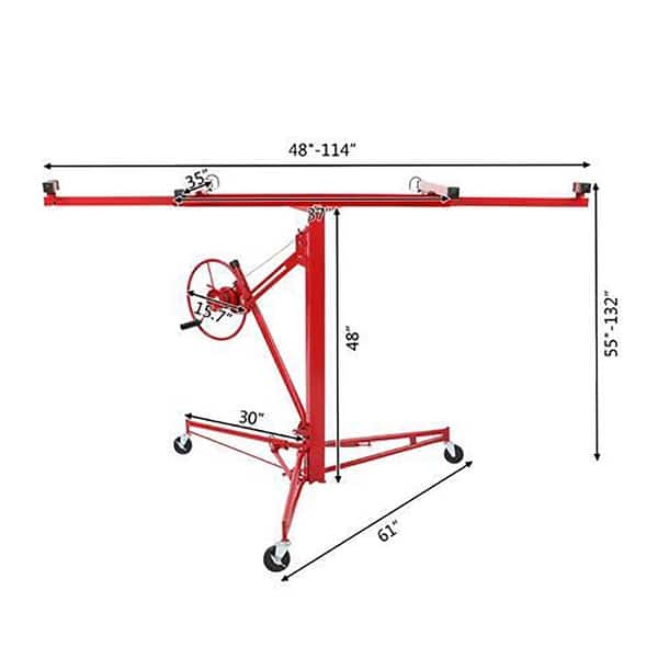 11FT Drywall Lifter Panel Hoist Jack Rolling Caster Construction - Bed ...