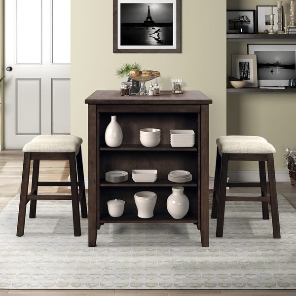 3 Piece Square Dining Table with Padded Stools - Bed Bath & Beyond ...