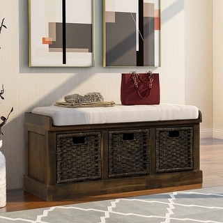 Rustic Storage Bench Dark Brown Entryway Bench Storage Bench - Bed Bath ...