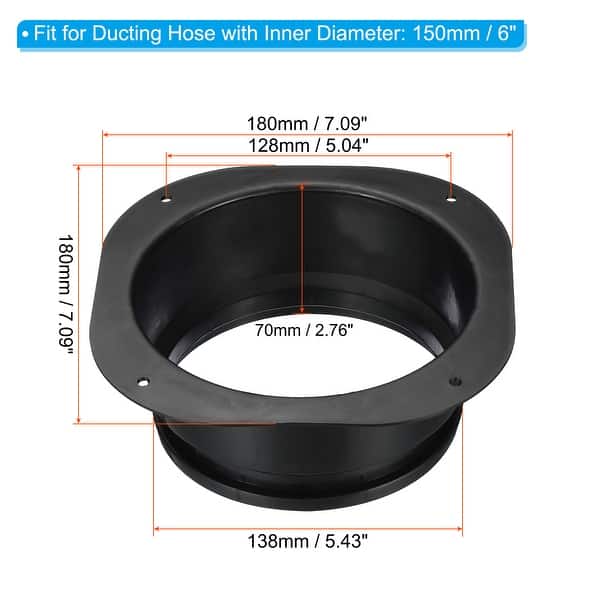 Duct Connector Flange Dryer Vent Wall Plate Ducting Plate Black - Bed ...
