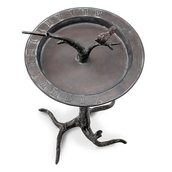 Spi Home Cast Aluminum Bird & Twig Sundial Birdbath 26.5 Inches High ...