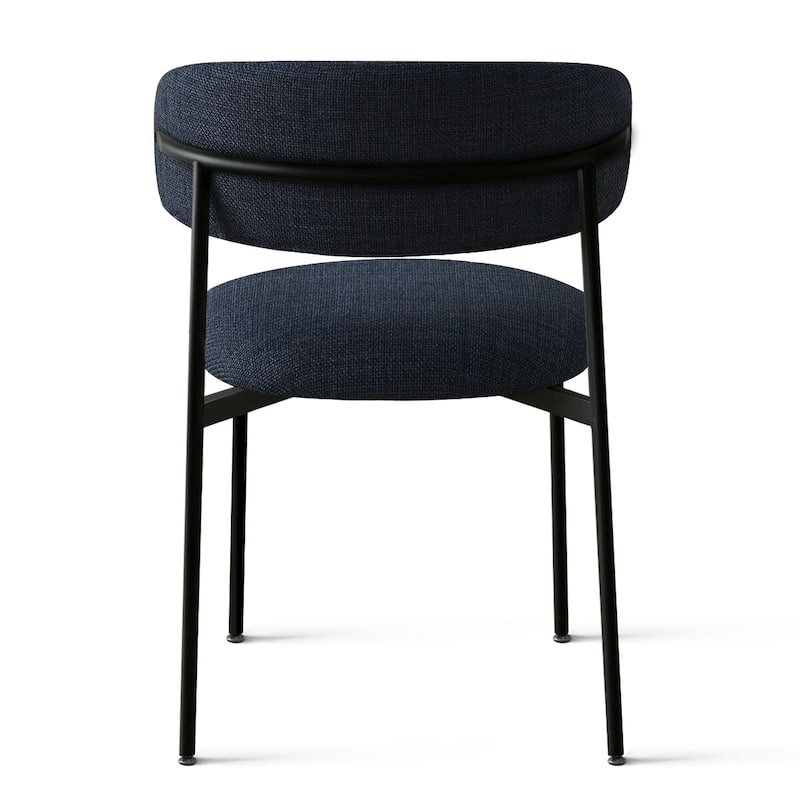 Modern Upholstered Dining Chairs with Curved Open Back and Black Metal ...