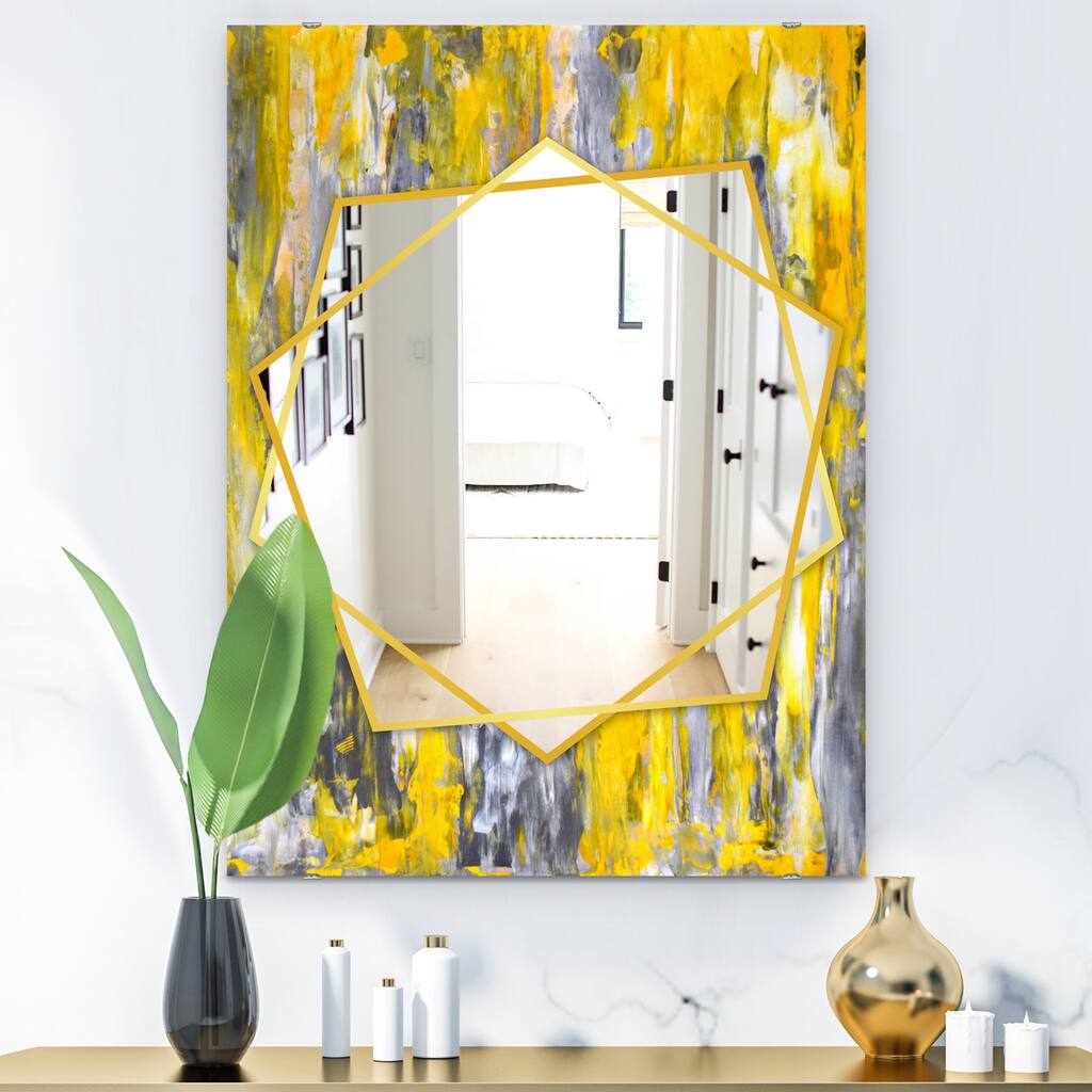 Designart Modern Stained Glass Floral Art Printed Wall Mirror ...