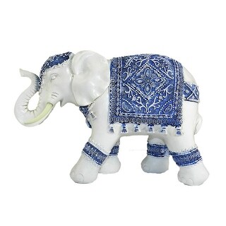 Large Blue and White Delft Style Polyresin Elephant Statue 14 Inches ...