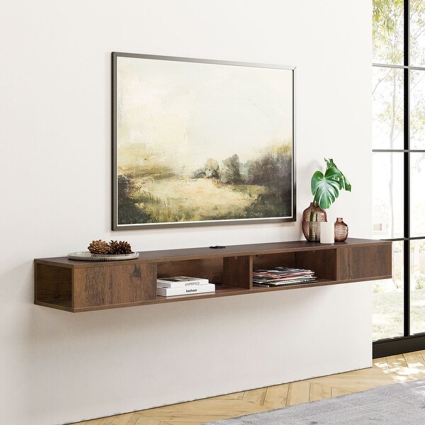 Floating Wall Mounted TV Stand with Storage Brown 70 Inch On Sale Bed Bath Beyond 36702598