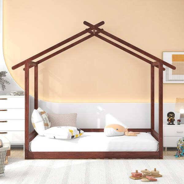Treehouse Style Extending Twin Daybed Bed with Solid Wood Slats Support ...