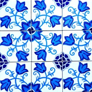 4x4 Blue Tulip Design Ceramic Tiles (Kitchen, bathroom, pool ...