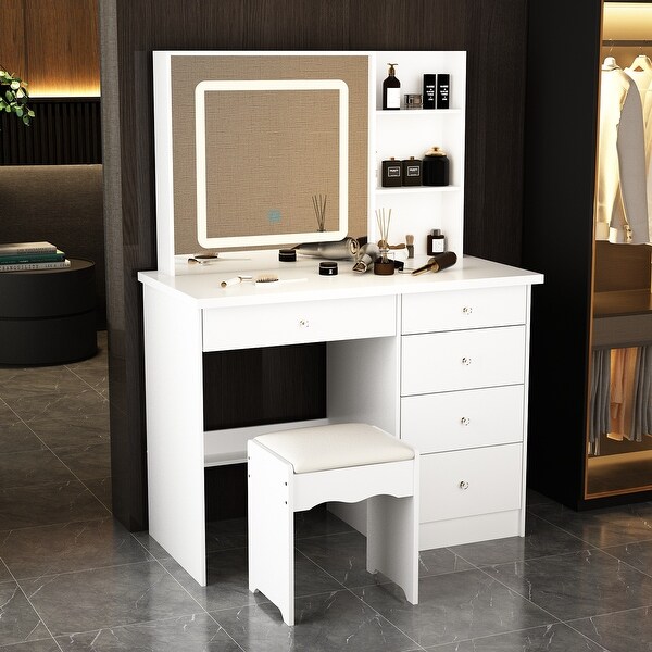39.4 W Dresser Makeup Vanity Set with Stool and Mirror Room On Sale Bed Bath Beyond 35744210