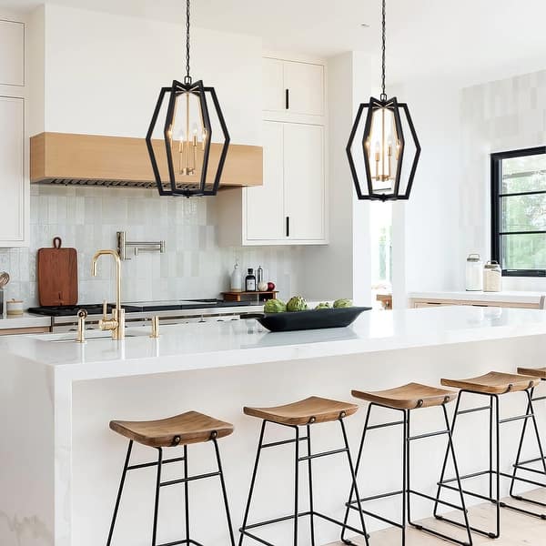 4-Light Modern Industrial Dimmable Geometric Large Lantern Pendant ...