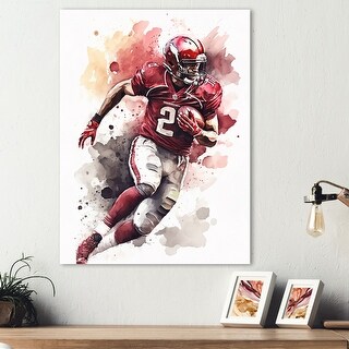 Designart 'Football Player On Field III' Sport Football Metal Wall Art ...