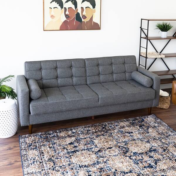Bellagio Tufted Mid Century Modern Furniture Style Futon Sofa Bed Earth ...