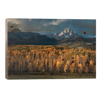 Mt Sneffels In Autumn Print On Wood by Mei Xu - Multi-Color - Bed Bath ...