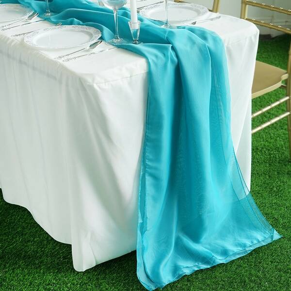 12 Piece Premium Chiffron Wedding Extra Wide Table Runners Turqoise ...