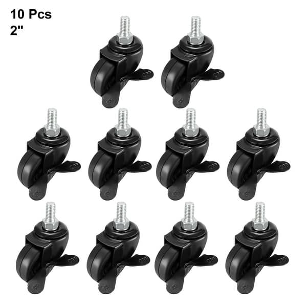 Swivel Casters 2 Inch Rubber M8 x 15mm Threaded Caster Wheels with ...
