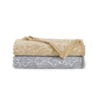 Garment Washed Oversize Damask Throw - Bed Bath & Beyond - 31418660