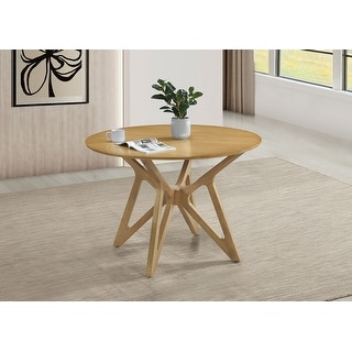 Elowen Round 42-inch Solid Wood Dining Table Light Walnut - Bed Bath ...