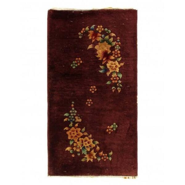 Canvello Early 20th Century Antique Chinese Art Deco Bedroom Rug - 2'1 ...