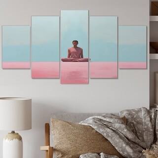 Designart "Pink Teal Meditation Harmony Of Mind" Spiritual Multipanel ...