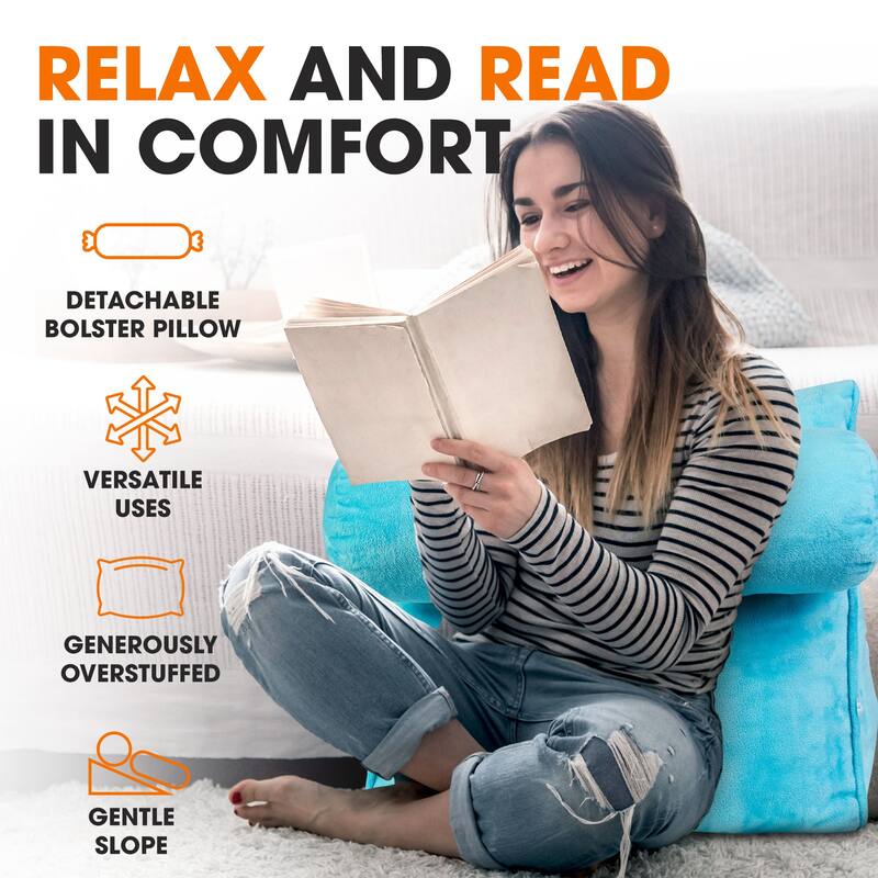 Cheer Collection Wedge Shaped Support Pillow and Bed Rest Cushion ...