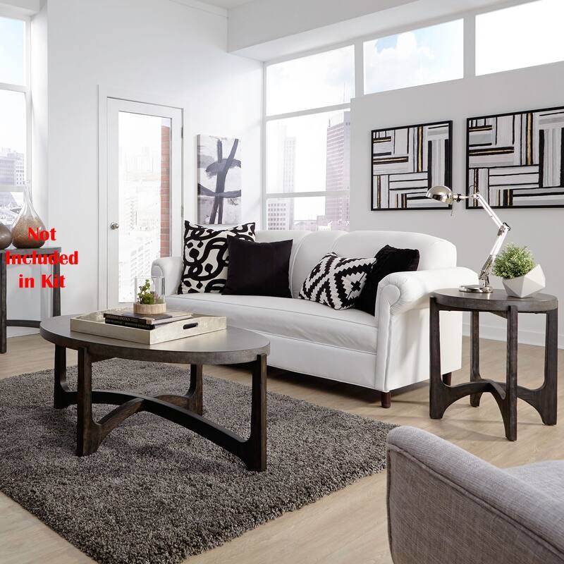 Cascade Wire Brush Rustic Brown 3 Piece Set (1-Cocktail 2-End Tables ...