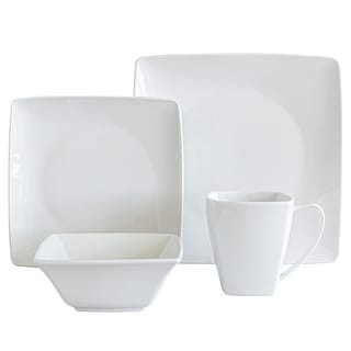 Over and Back 32pc Square White Porcelain Dinnerware Set - Bed Bath ...