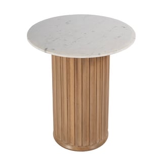 Geneva 22 in. W Round Marble and Wood Side Table - Bed Bath & Beyond ...
