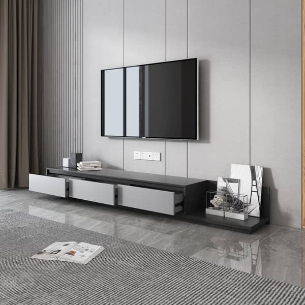 118 in. Modern TV Stand Extendable Media Console with 3 Drawers - On ...