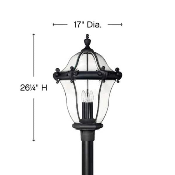 Hinkley Lighting San Clemente 26.5" Tall 3 Light Post Light with Clear ...