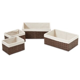 Americanflat Paper Woven Linen Lined Storage Baskets - Set of 4 - Bed ...