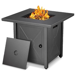 Portable Propane Fire Pit Table,Propane,40000BTU,with Lava Racks,Lid ...