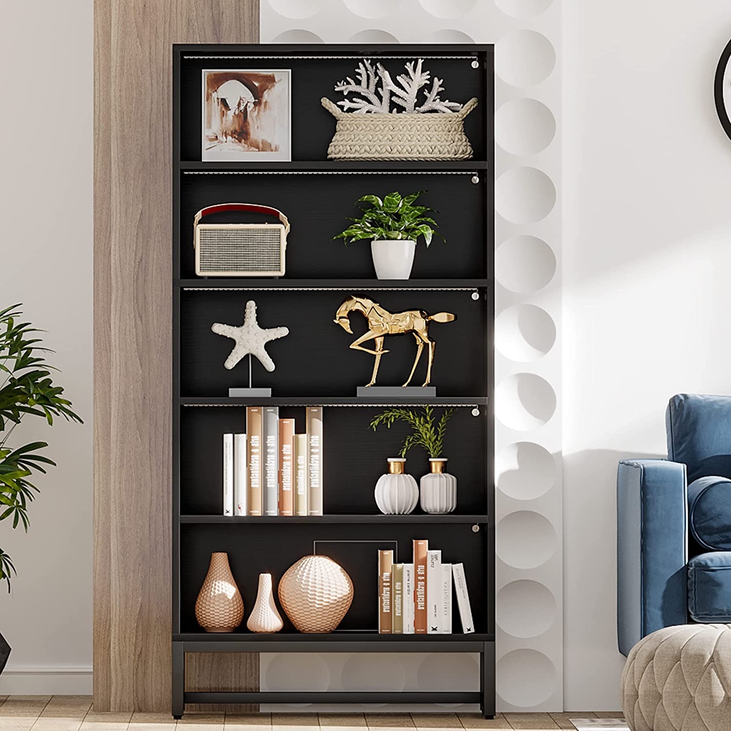 Black bookshelf tall store