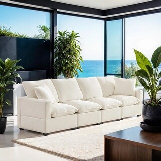 Artsy 110x29" Modular Sectional Sofa with Pure Foam Cushions, Flexible ...
