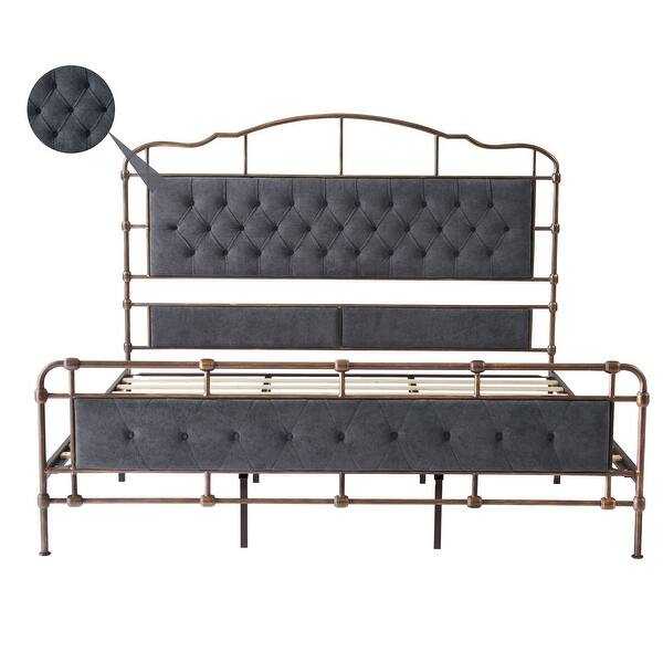 King Size High Boad Metal Bed with Soft Head Tail No Spring No Noise ...