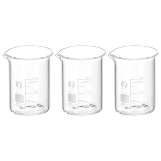 3Pcs 25ml Low Form Glass Beaker, 3.3 Glass Graduated Measuring Cups ...