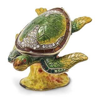 Curata Pewter Crystals Gold-Tone Enameled Roxy Reef Dweller Sea Turtle ...