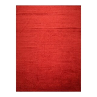 Hand Knotted Ribbed Designer Red, Tibetan Wool Modern & Contemporary ...