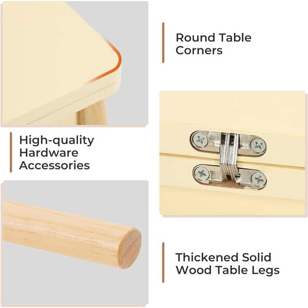 Folding Dining Table with Hidden Storage Pine Wood Legs - N/A - On Sale ...