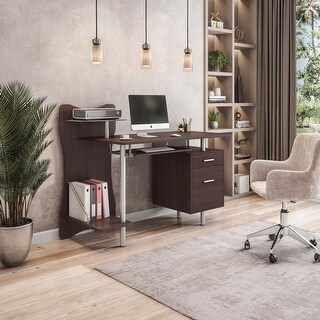 Stylish Computer Desk With Storage, Chocolate - Bed Bath & Beyond ...