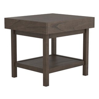 Rectangular Wooden Top End Table with 1 Hidden Drawer, Taupe Gray - Bed ...