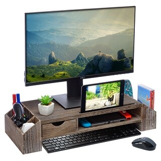 Wood Clutter-Free Desk Stand with Storage Organizer - S - Bed Bath ...