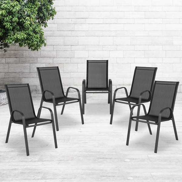 5 Pack Outdoor Stack Chair with Flex Comfort Material - Patio Stack ...