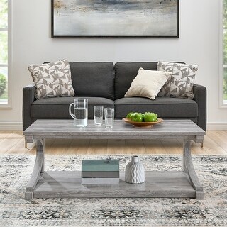 2-Tier Space End Table Grey Modern Center Table Wood Grain Side Table ...