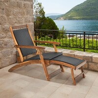Wood Folding Chaise Lounge Chair Outdoor Foldable Chair - Bed Bath ...
