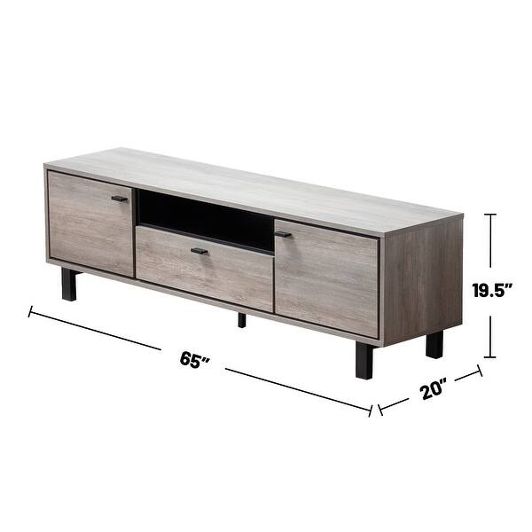 Particle Board TV Stand with Storage Space in Gray Oak Finish - Bed ...